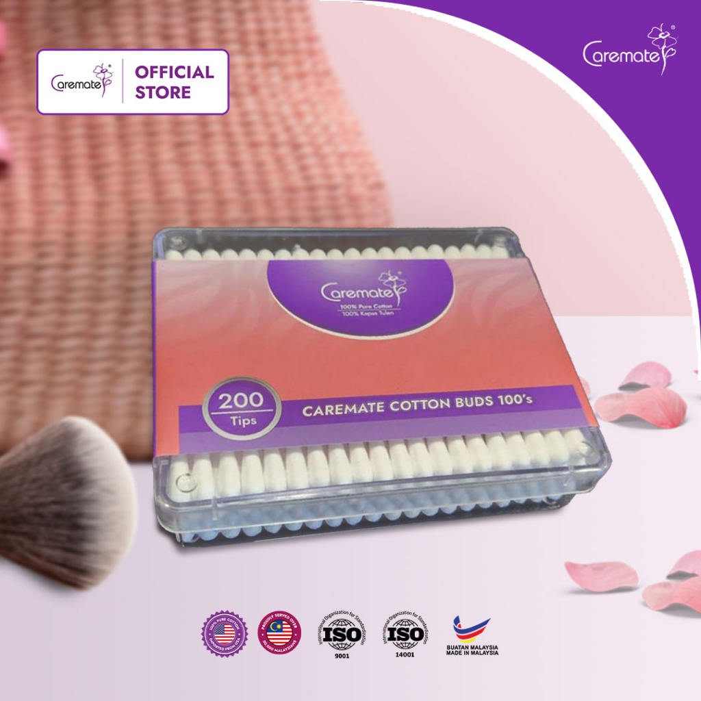 Caremate Cotton Buds 200 Tips in Square Box | Stylish Resealable Square ...
