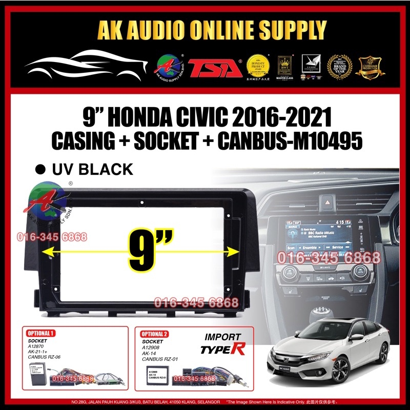 Honda Civic FC 2016 - 2021 Android 9'' inch Casing + Socket with Canbus ...