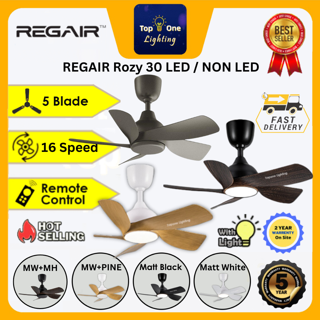 REGAIR Rozy 30 LED 5B DC Motor Ceiling Fan with 5 Blades (16 Speed ...
