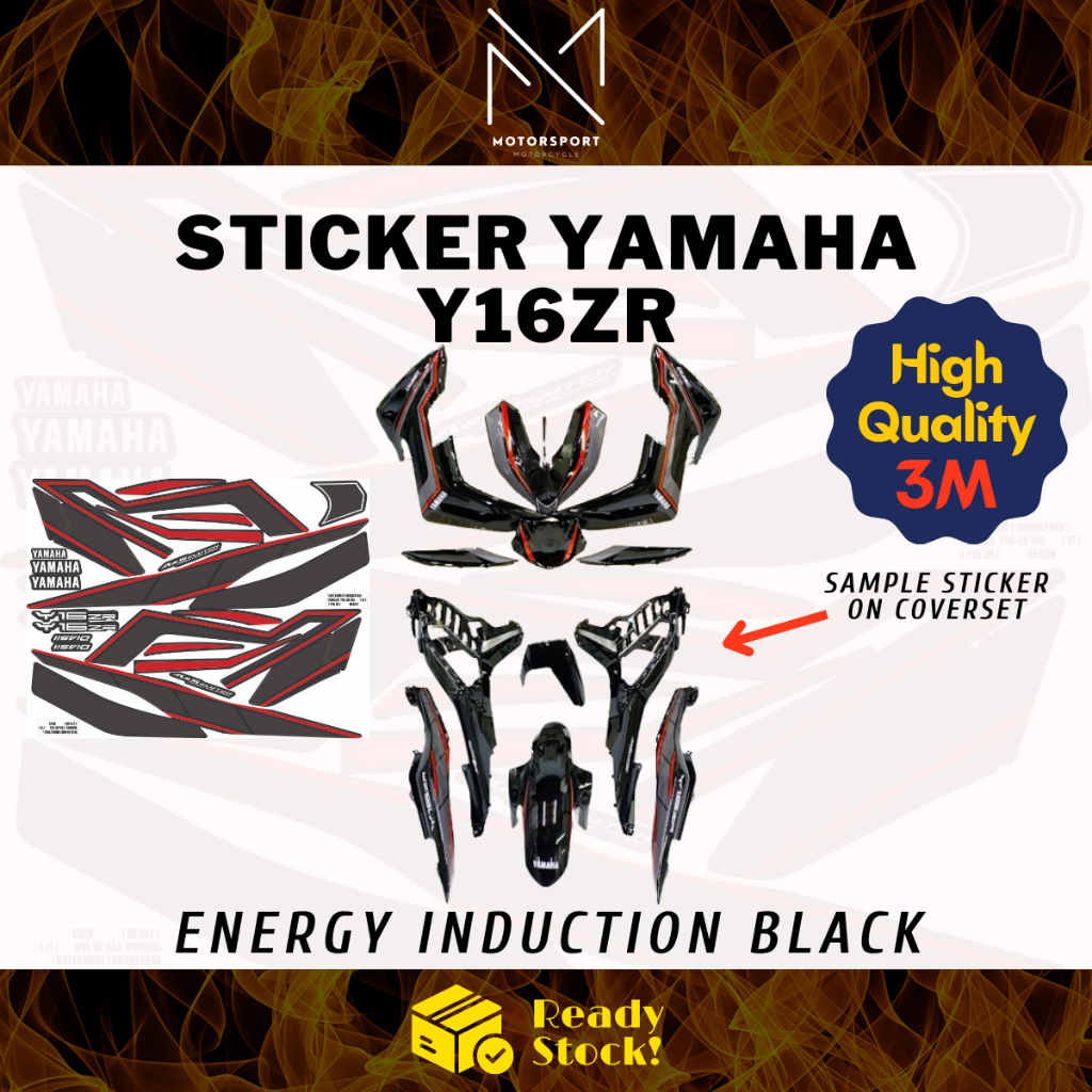 YAMAHA Y16zr Coverset Stripe 3M Sticker Y16 Energy Induction Black Blue ...