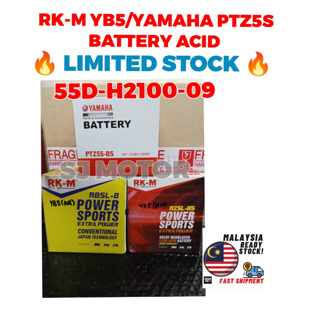 YB5 YB5L-BS BATTERY EX5 / KRISS / EGO / LC135 V1 / E-BONUS / NOUVO S ...