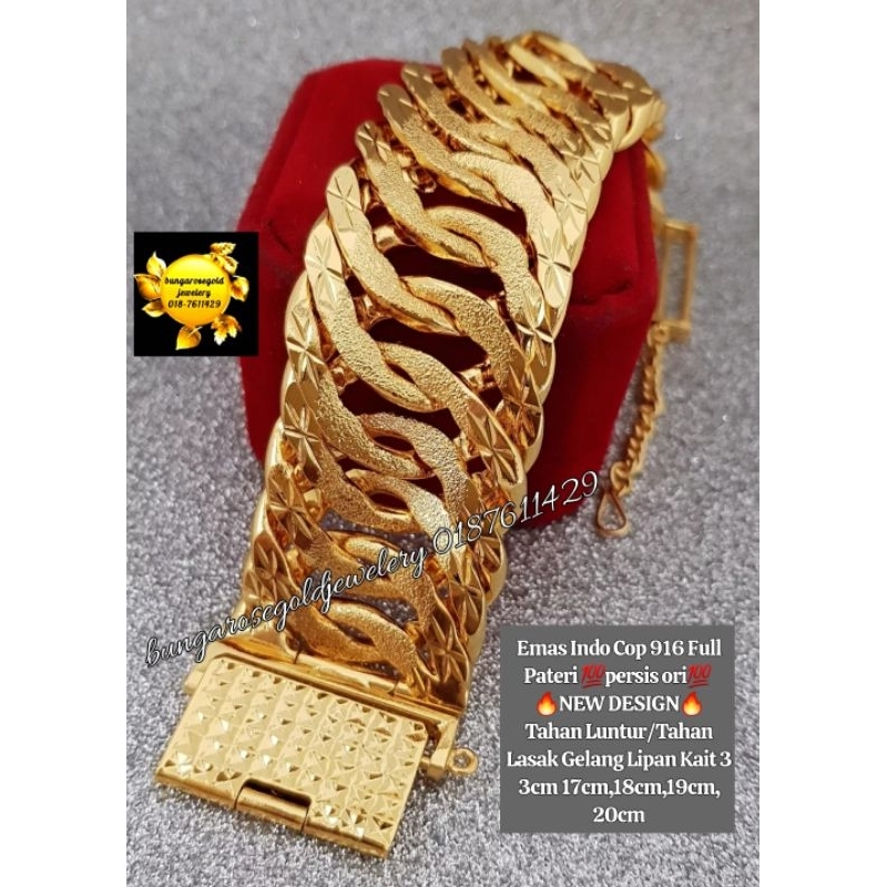 🔥Emas Indo Cop 916 Full Pateri 💯persis ori💯 🔥NEW DESIGN🔥Gelang Lipan ...