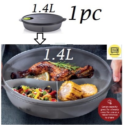 *1.4L 1pc*Tupperware Large CrystalWave divided dish Lunch Box 1.4L Grey ...
