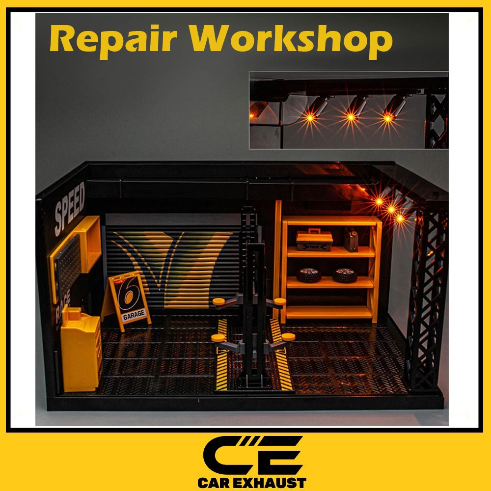 1:24 Scale Diorama Repair Garage Workshop DIY Diecast Car Model Repair ...
