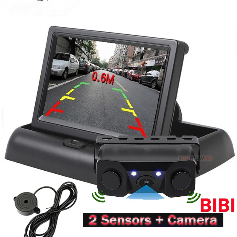 3 in 1 0.5LUX Car Video Parking Sensors Rear view camera 2 Alarm With ...