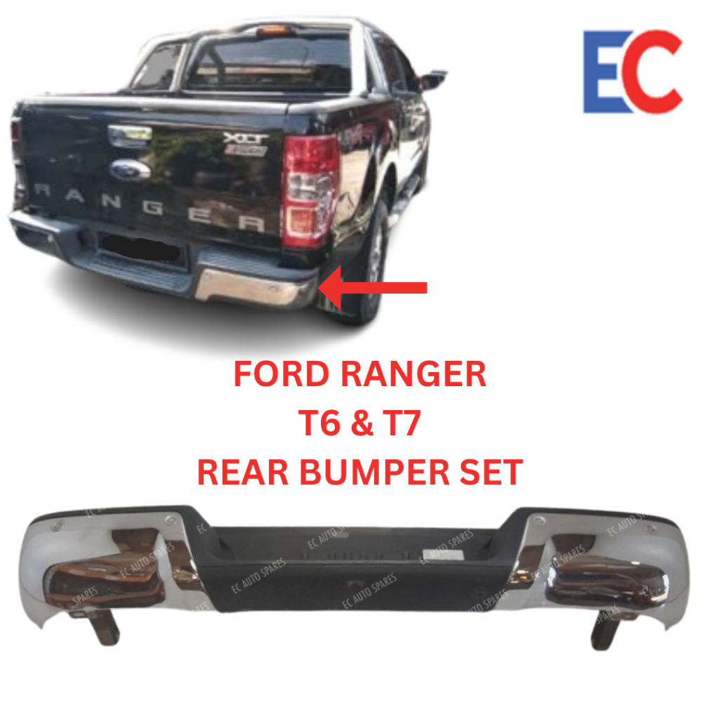 FORD RANGER T6 / T7 / REAR BUMPER SET ( CHROME ) / HIGH QUALITY / READY ...