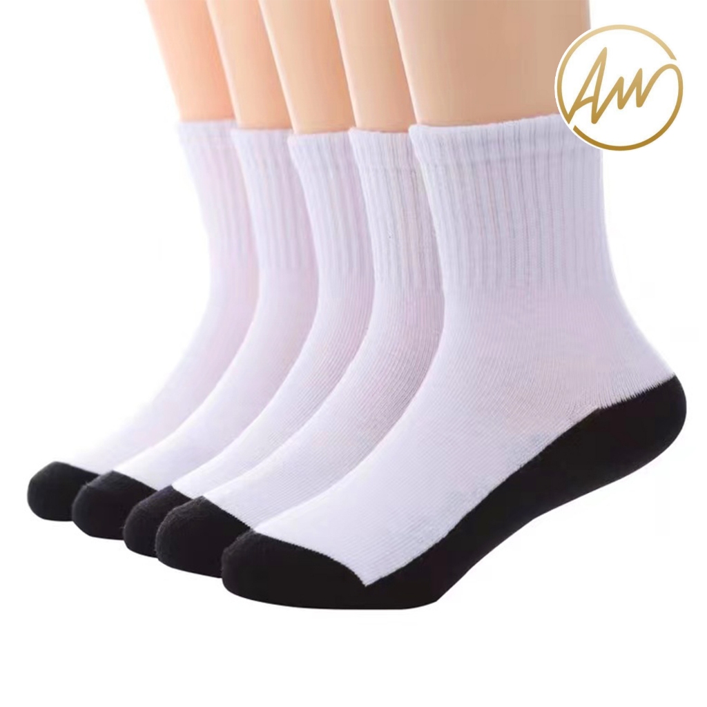 Student Socks Unisex Black Bottom Sock Student White Black Socks Stokin ...