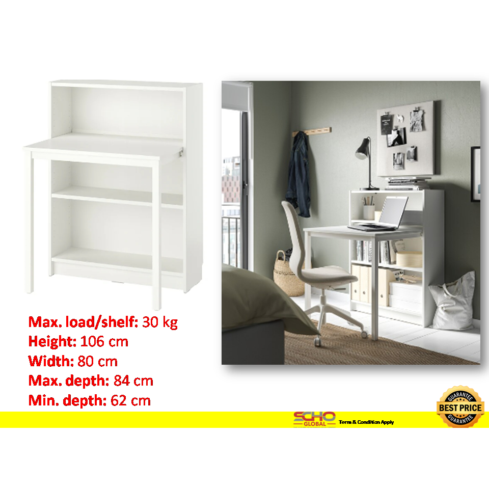 IKEA-BILLY Bookcase with desk, white, 80x106 cm | Shopee Malaysia