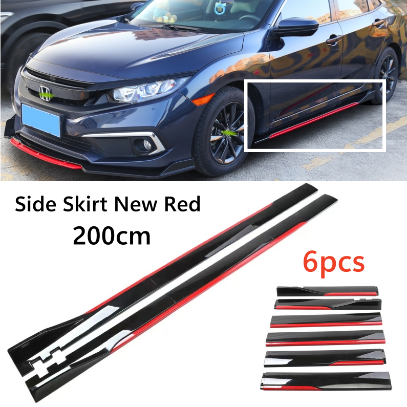 Universal Car Side Skirt BLACK Extensions Rocker Panel Splitters Lip ...