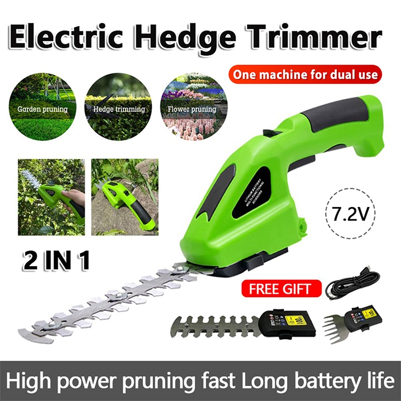 Cordless Hedge Trimmer 2 in 1 Electric Hedge Trimmer Grass Cutter ...