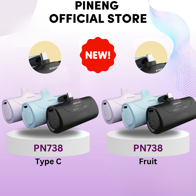 NEW MODEL Pineng PN738 Mini Portable PowerBank 5000mAh with Cable Type ...