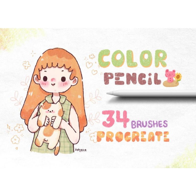 [P466] 34 Colored Pencil Procreate Brushes | Pencils Sketch Sketches ...