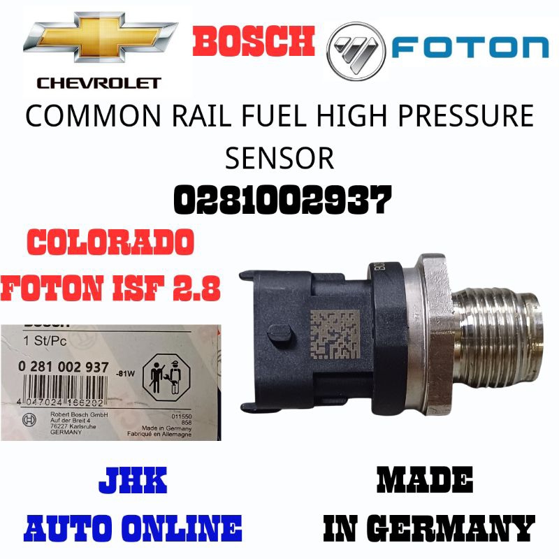 0281002937 COMMON RAIL FUEL HIGH PRESSURE SENSOR FOTON ISF 2.8 COLORADO ...