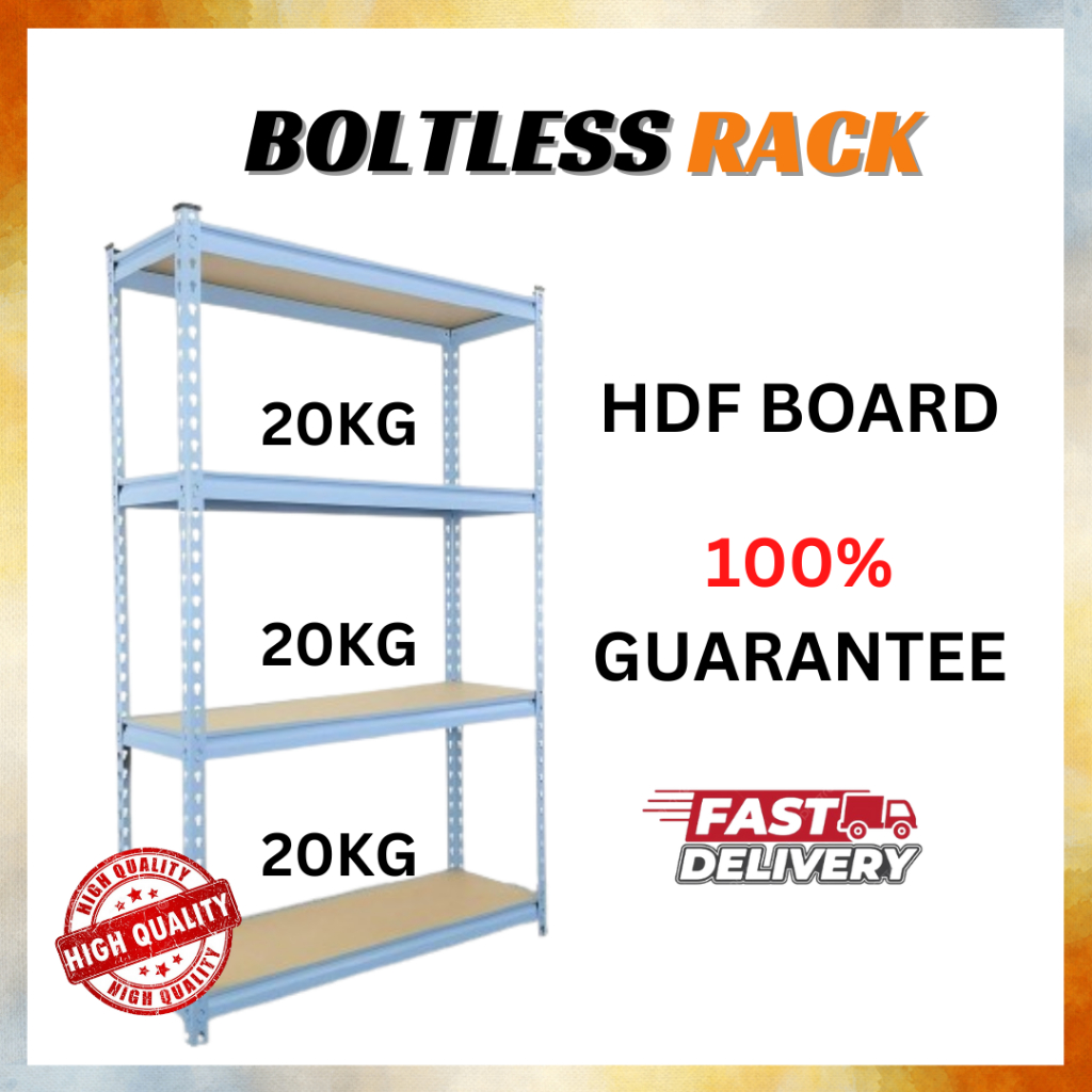RACK TINGKAT 4 / BOLTLESS / BESI / STORAGE / SHELF/ TIER / KUKUH /BOOK ...
