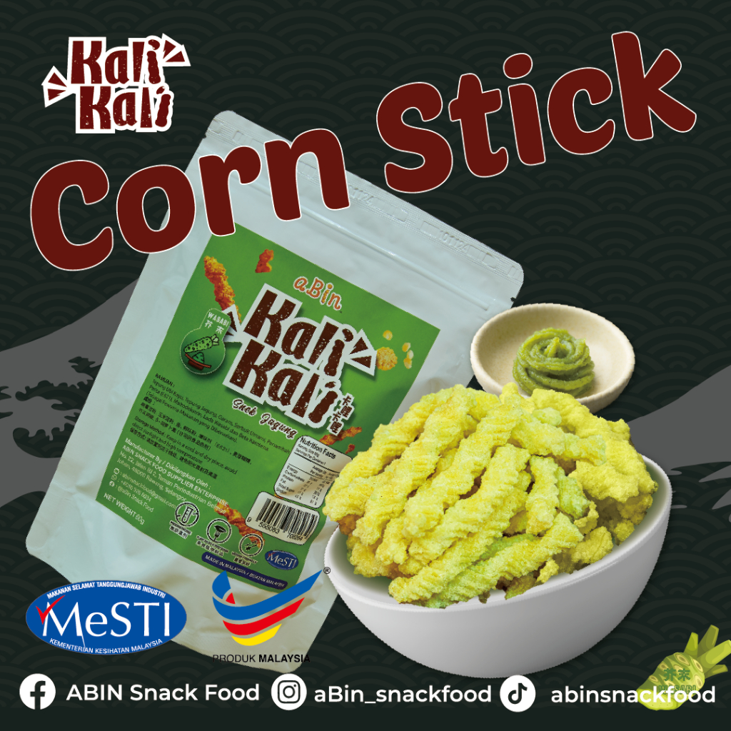HALAL Snack Food Keropok Abin Kali Kali Corn Stick- Wasabi Flavor (60g ...