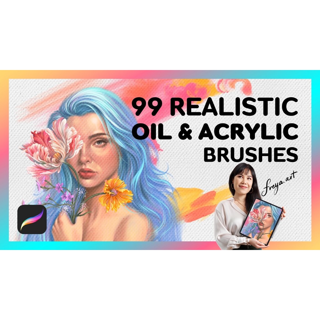 [P304] 99 Oil & Acrylic Procreate Brushes for Procreate by Freya Art ...