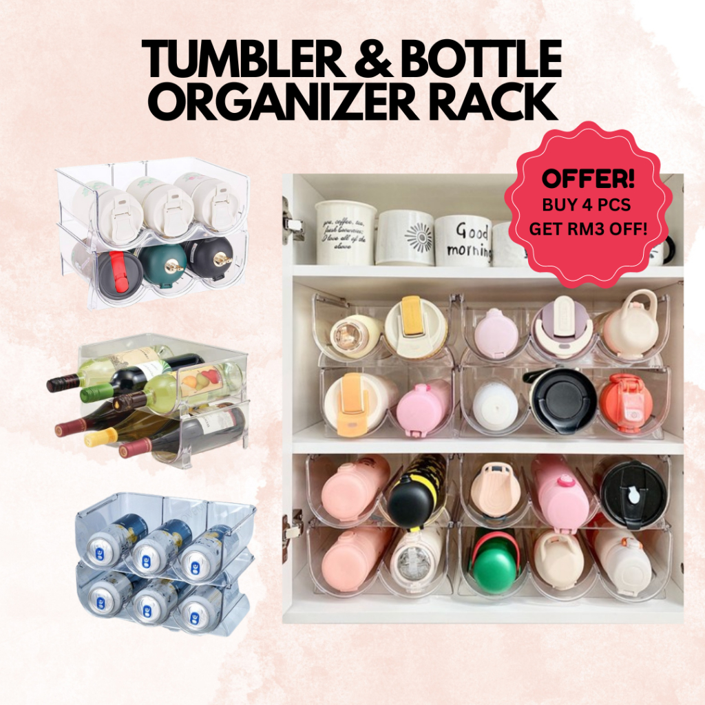 Acrylic Water Bottle Storage Rack Stackable Rack Transparent Table top ...