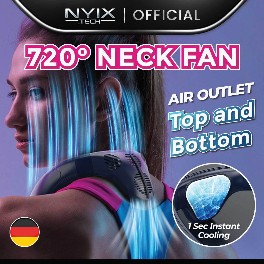 [𝟕𝟐𝟎° 𝐀𝐈𝐑 𝐎𝐔𝐓𝐋𝐄𝐓] Neck Fan Top & Bottom Large Cooling Plate USB ...