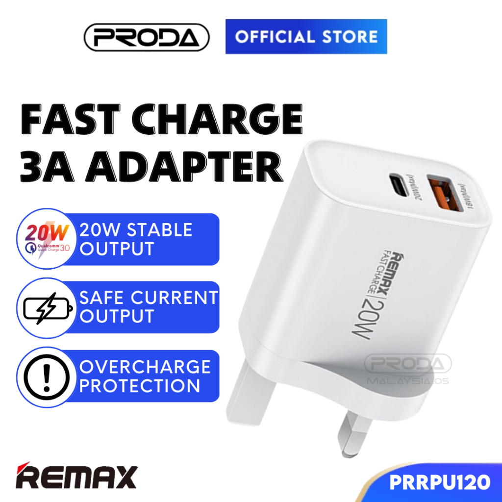 REMAX Charger Adapter 20W Fast Charging Portable USB Type C Chager ...