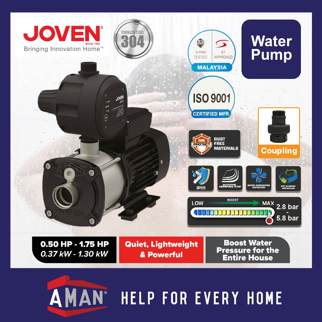 JOVEN Automatic Domestic Water Pump Water Booster Pump Home Living Shower Pam Air 0.5HP 0.75HP 1 ...