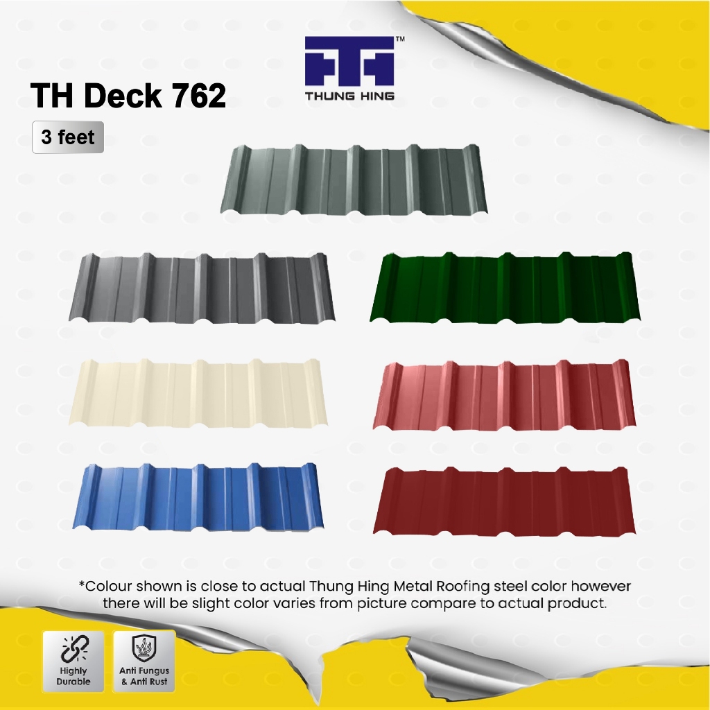 Thung Hing TH DECK 762 - 3 FEET Metal Deck Metal Roofing | Shopee Malaysia