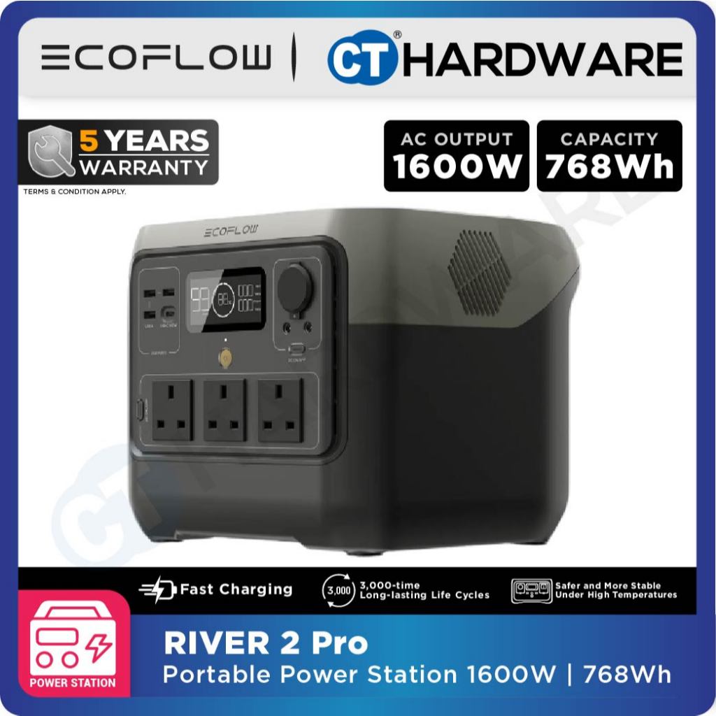 EcoFlow RIVER 2 Pro Power Station Portable | 800W (Surge 1600W) | 768Wh (240,000mAh) | Shopee ...