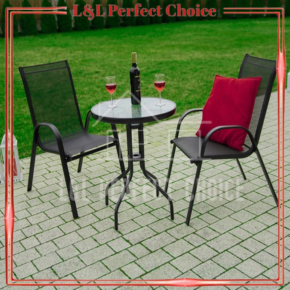 High Quality 1 Table Meja + 2/4 Chairs Kerusi Mesh Fabric Metal Powder ...