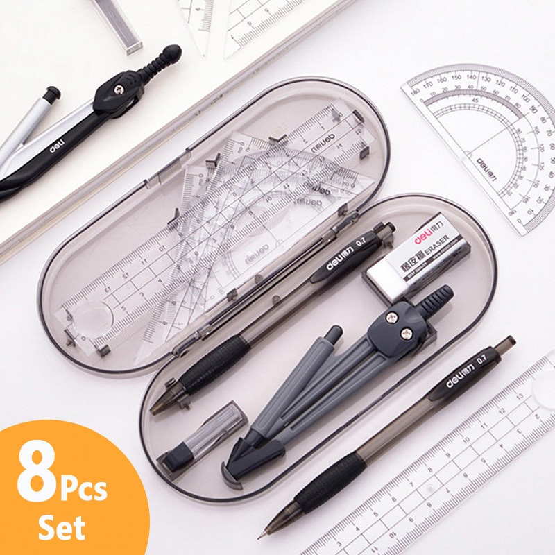 Mathematical Geometry Set 8-piece Drawing Tools Ruler protractor ...