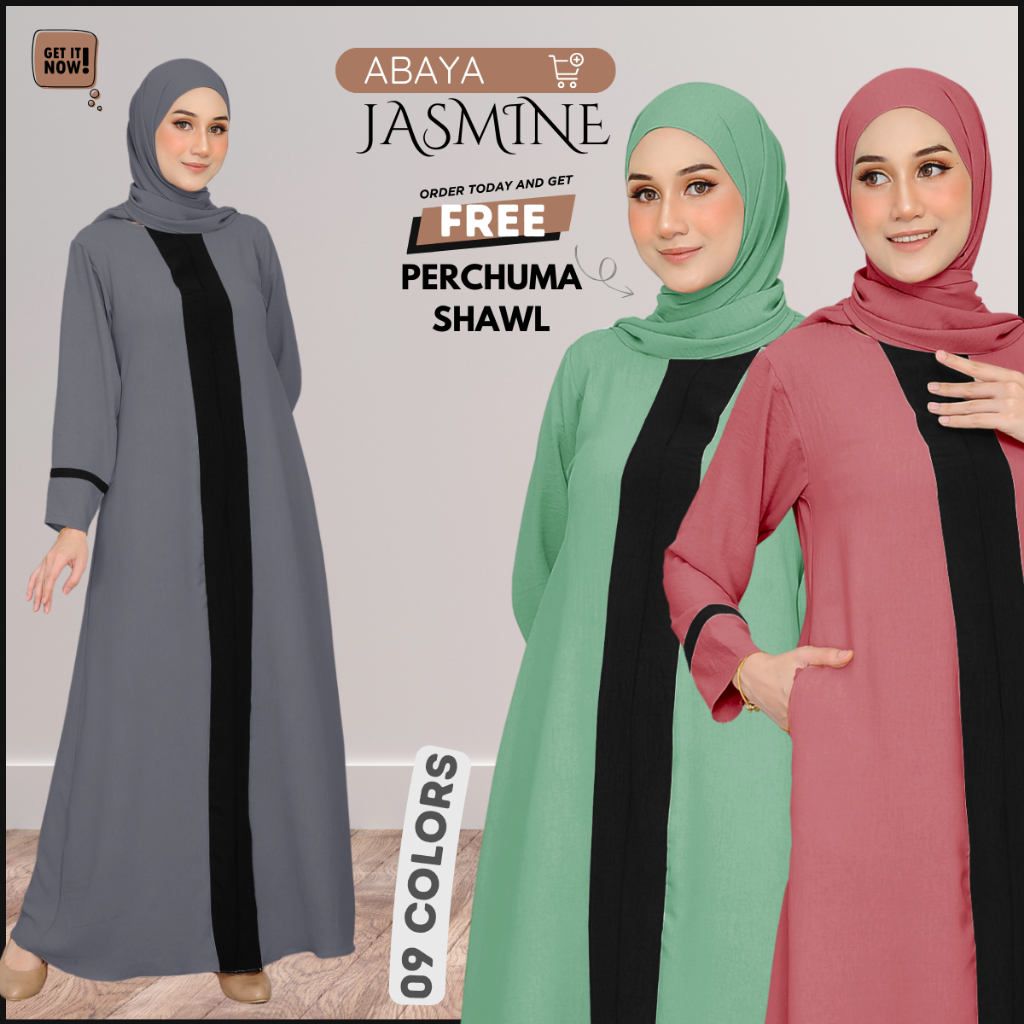 JASMIN ABAYAH JUBAH WITH PERCUMAH SHWAL FREE SHWAL IRONLESS VIRAL 2024 ...
