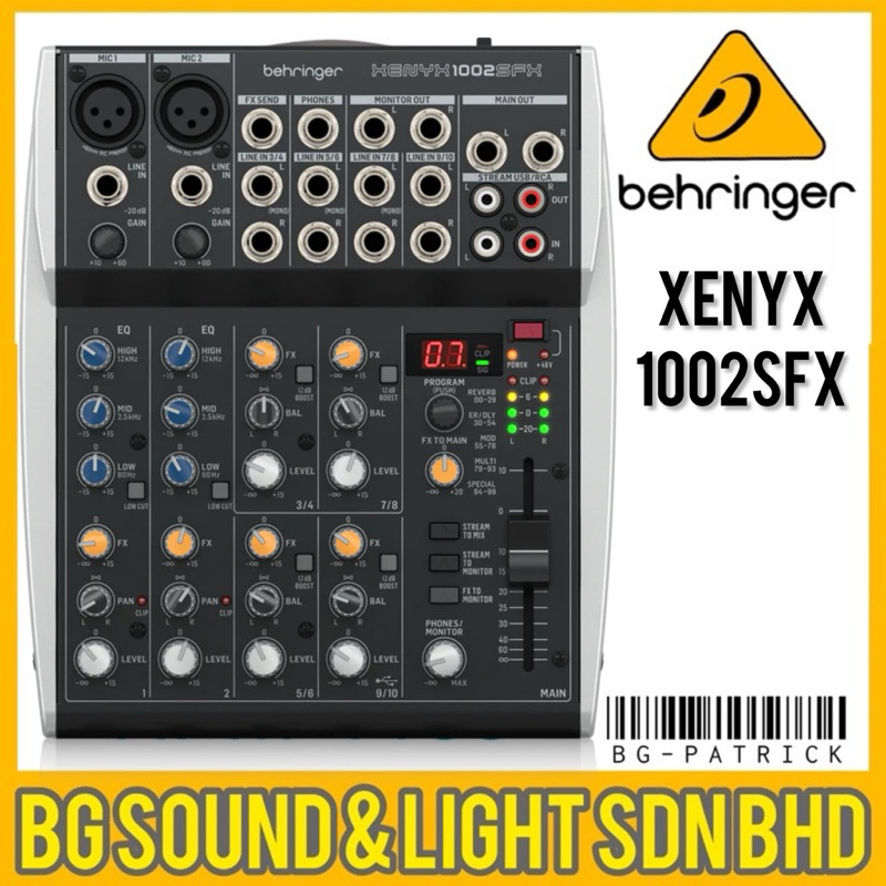 Behringer XENYX 1002SFX Premium Analog 10-Input Mixer with USB Audio ...