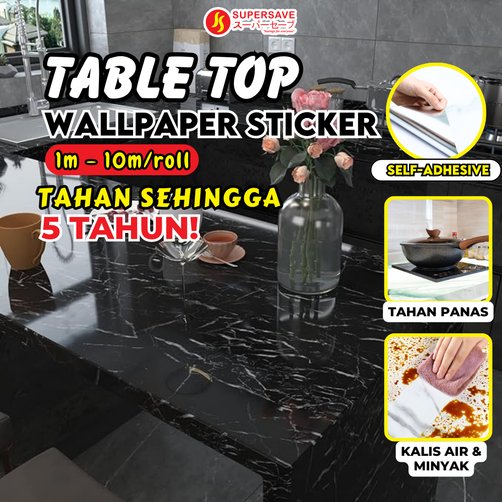 SUPERSAVE Self Adhesive Wallpaper Sticker Dapur Table Top Dinding Meja ...