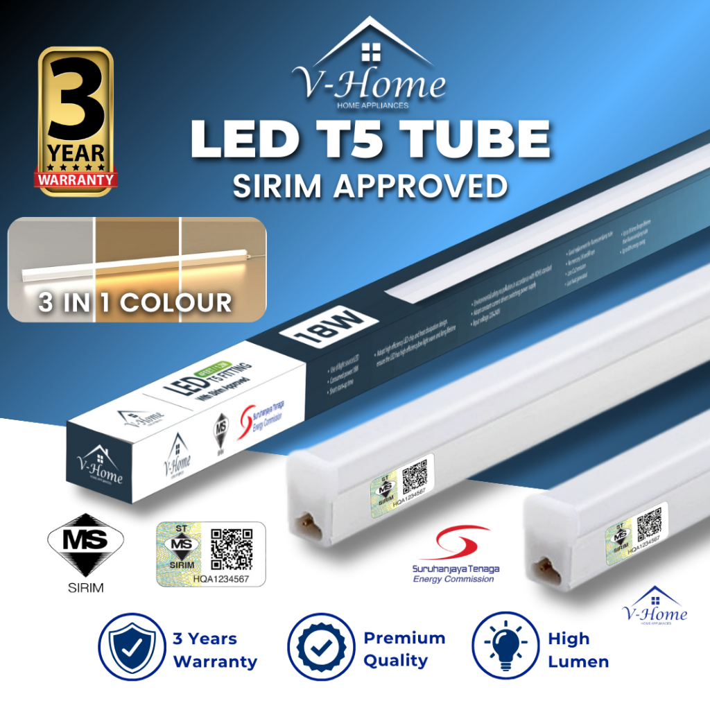 [SIRIM] VHome® LED T5 Tube Light Lamp Bulb Complete Set Celling Light ...