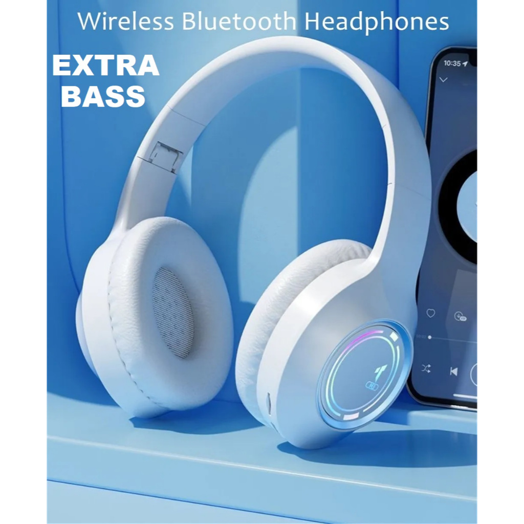 RGB Light Bluetooth Headphone LED Breathing Light Hi-Res Audio Extra ...