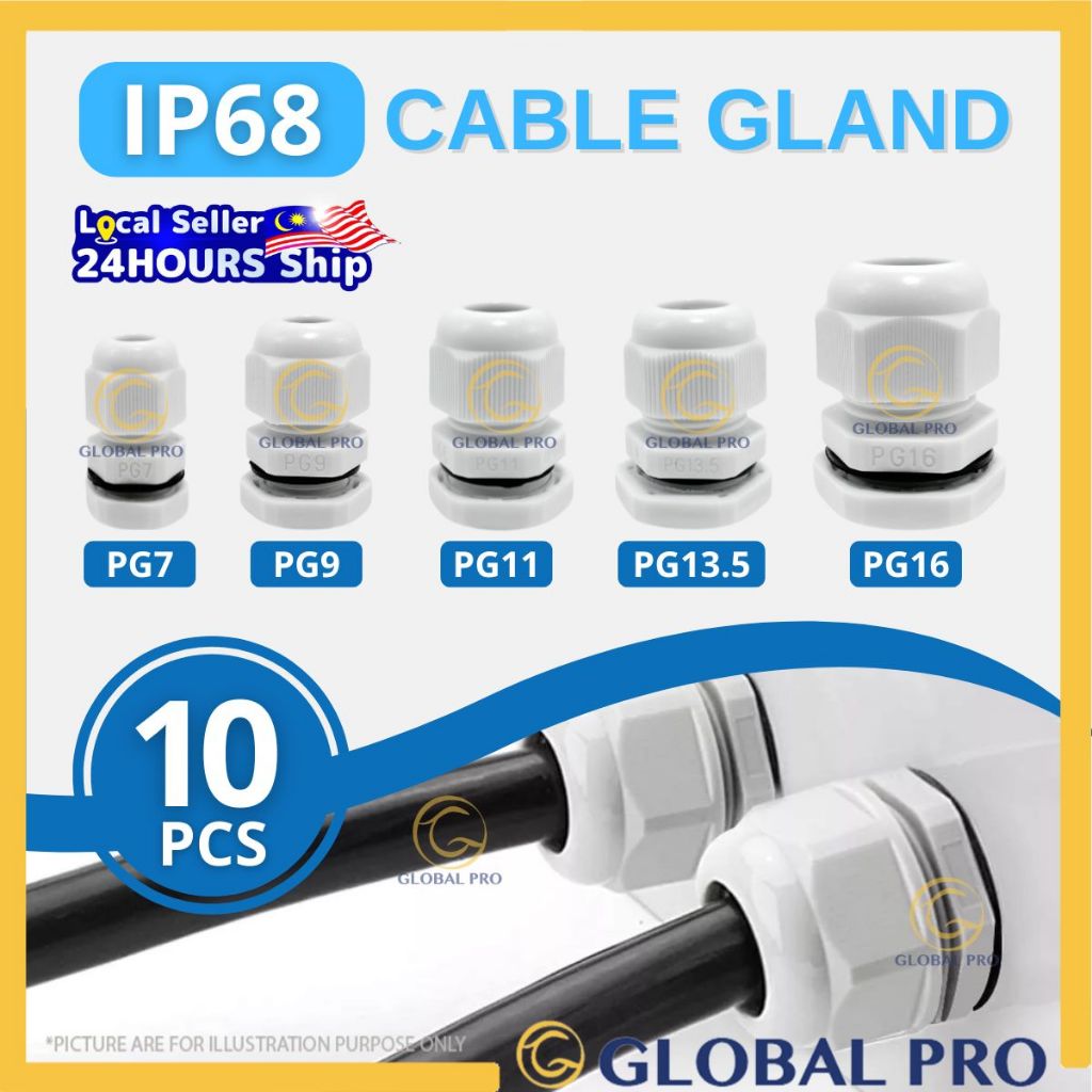 10PCS IP68 CABLE GLAND Nylon Plastic Waterproof Adjustable PG Gland ...