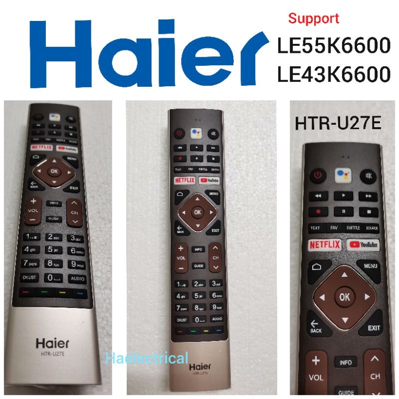 HAIER Android TV Remote Control HTR-U27E LE55K6600 LE43K6600 (Netflix ...