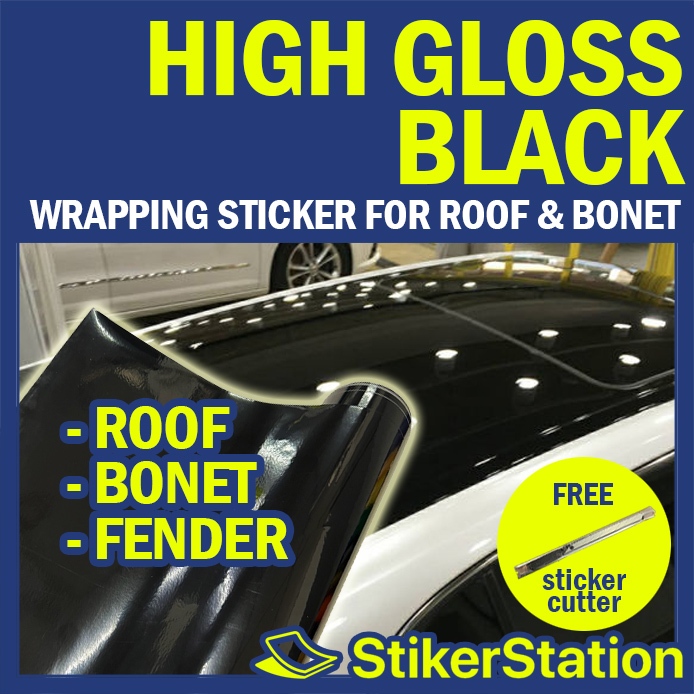 HIGH QUALITY GLOSS BLACK STICKER ( Roof Sticker Bonet Sticker / Fender ...