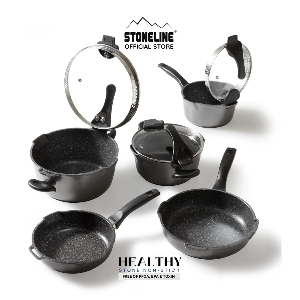 STONELINE® FUTURE Cookware Set of 8 18/20/24 | with Strainer Lid ...
