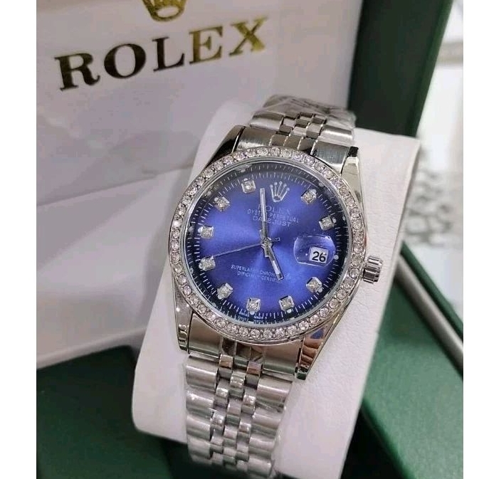 diamond stone Rolex Quartz analog luxurious stylish watches for men's ...