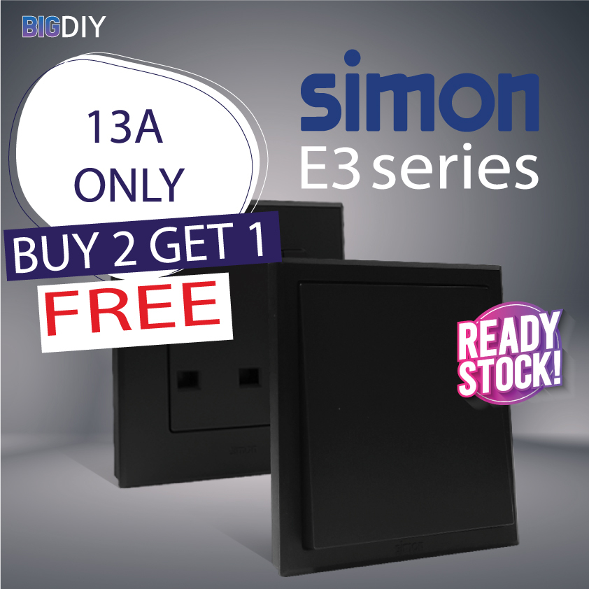 🔥13A Buy 2 Free 1🔥SIRIM!! No.1 Brand - SIMON E3 Series (Black) Switch / Switches & Socket Outlet ...