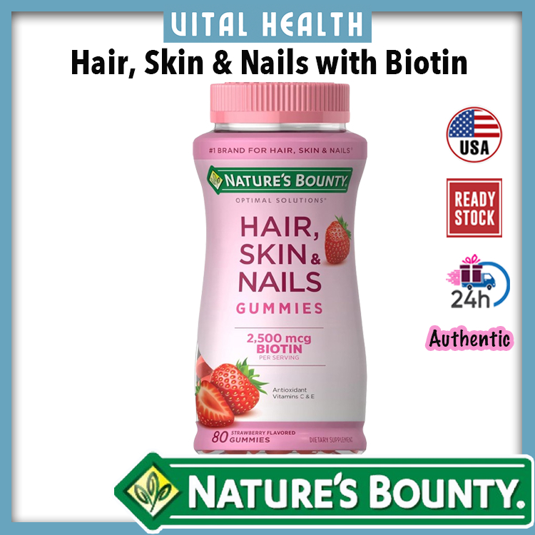 Nature's Bounty Optimal Solutions Hair, Skin & Nails, Vitamin Gummies ...