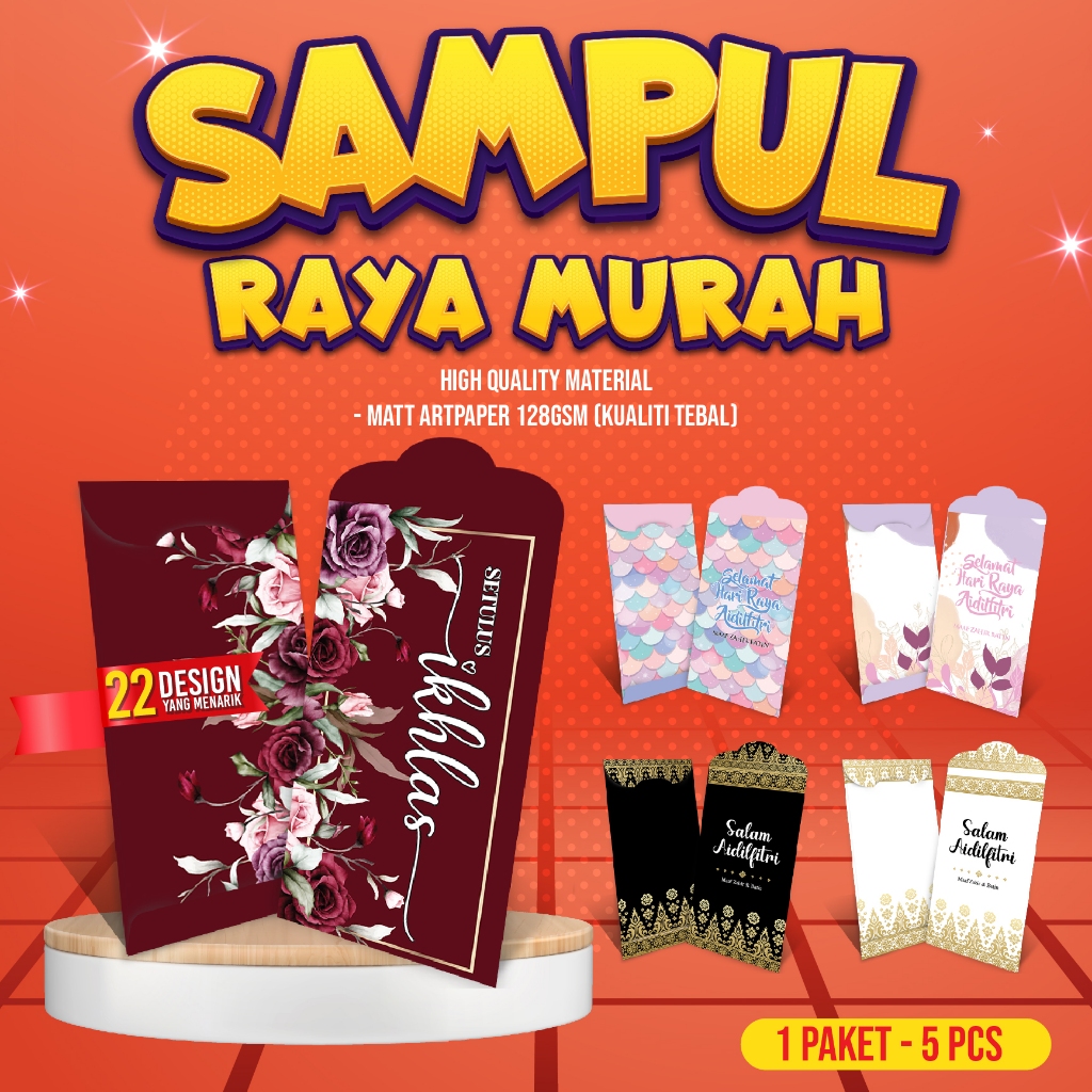 SAMPUL RAYA 2024 | 1 PACK (5PCS) | 22 DESIGN EXCLUSIVE | READY STOCK ...