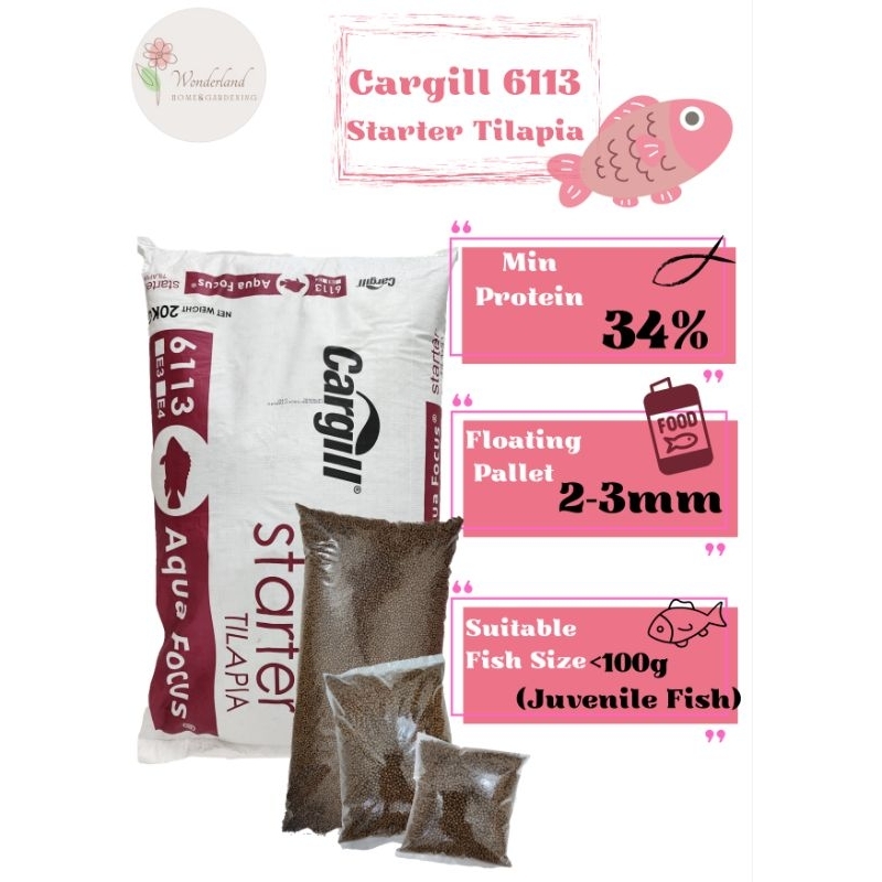 [REPACK 500G/1KG/3KG] Cargill Starter 6113 Pellet Ikan Premium Tilapia ...