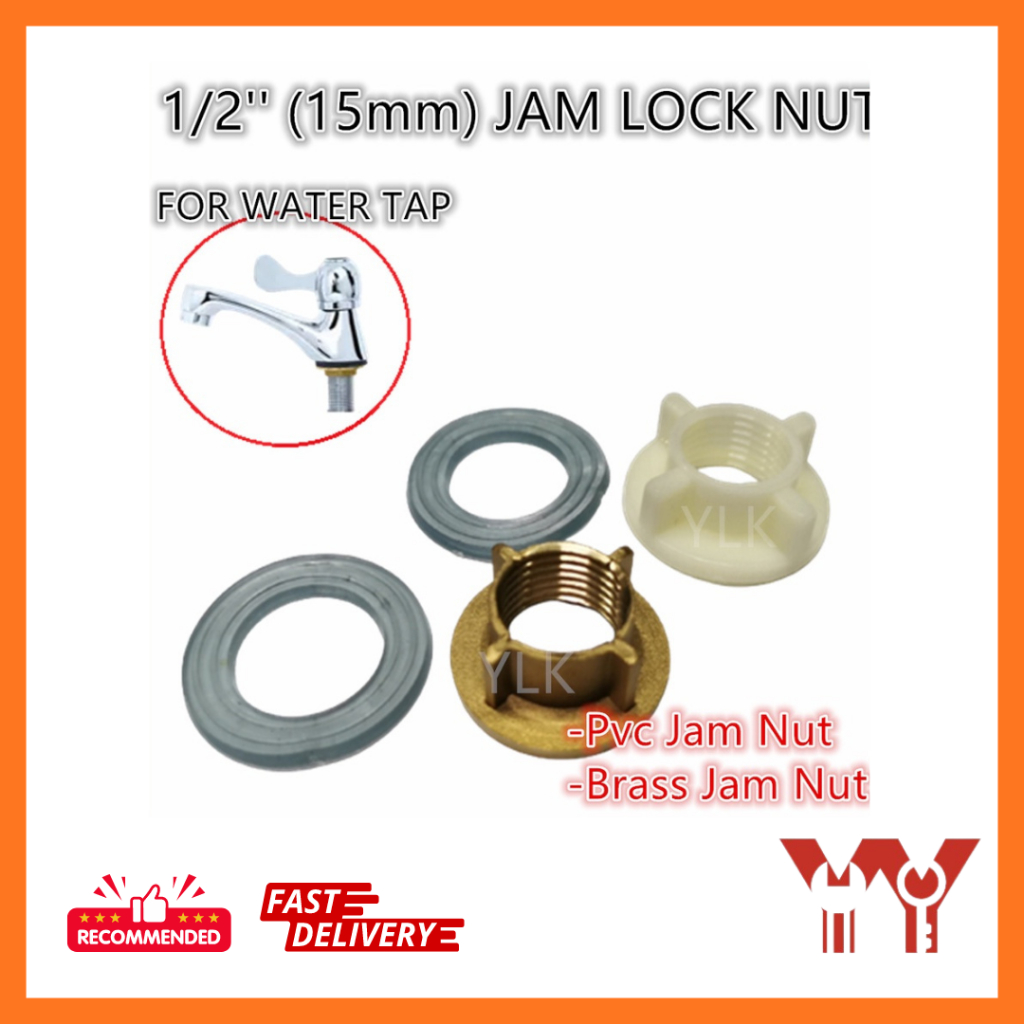 YY.OS - 1/2" BRASS COPPER / PVC FLANGE JAM LOCK NUT FOR WATER TAP / Jam Nut Tembaga / Sink tap ...