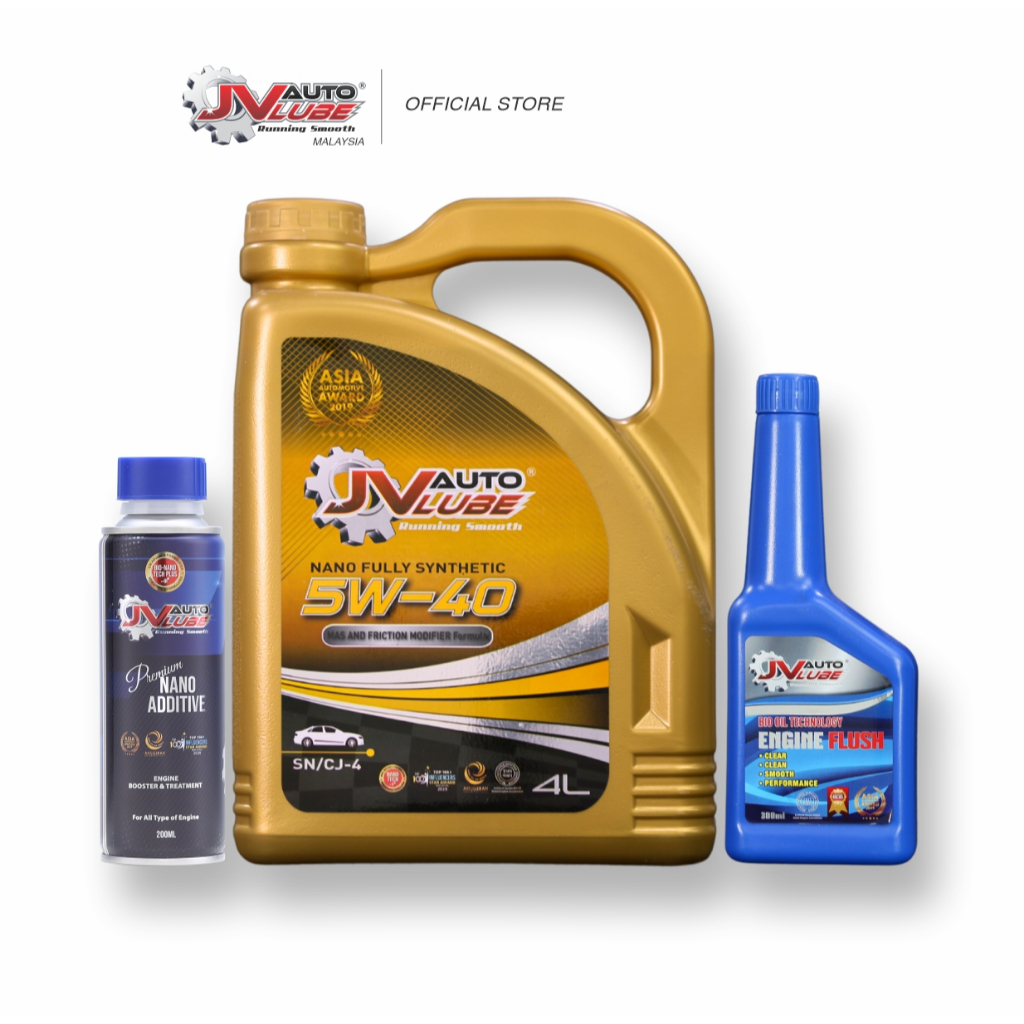 JV AUTO LUBE SET ENGINE OIL FULLY 5W-40 (4LITER) + ENGINE FLUSH(1BOTTLE ...