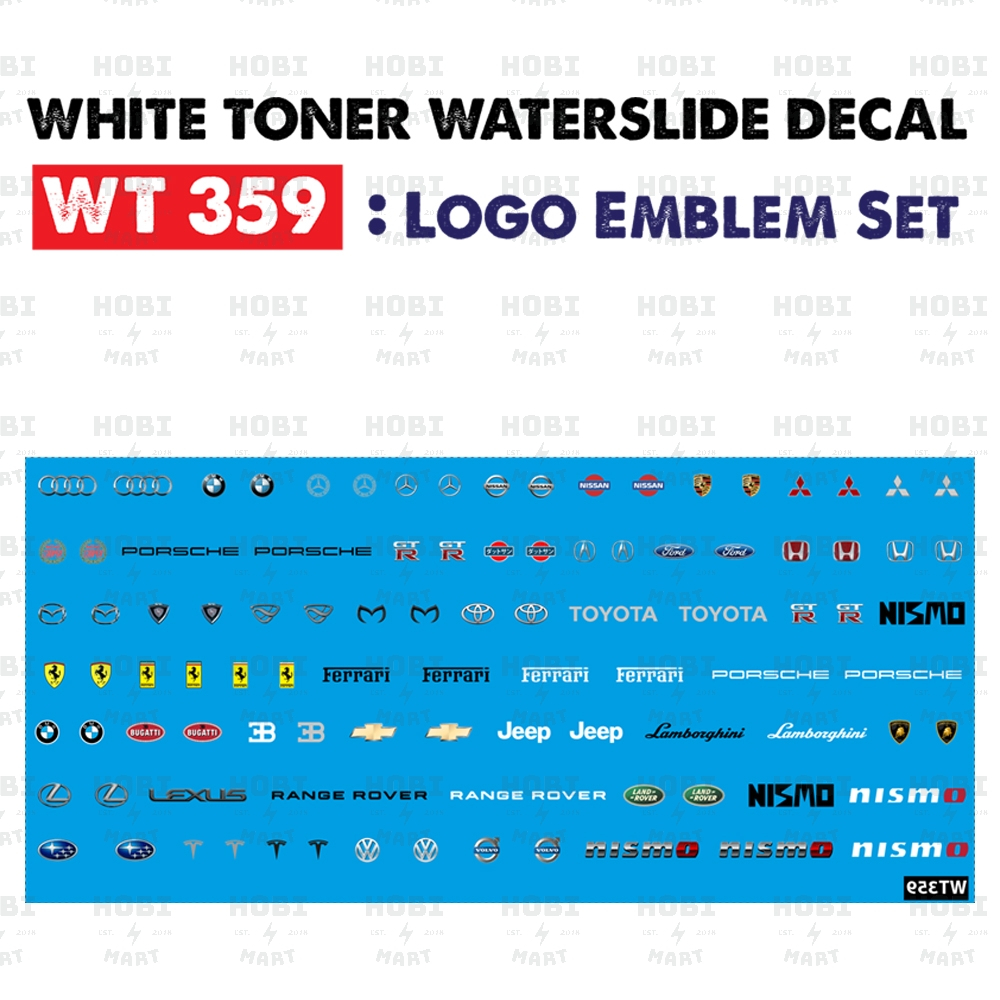 LOGO EMBLEM SET Decals Hotwheels Tomica 1:64 diecast custom white toner ...