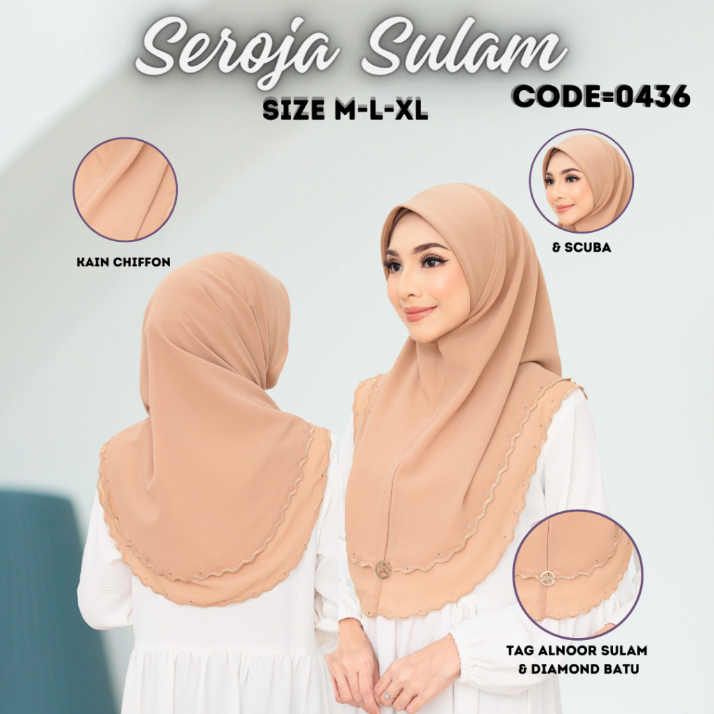 seroja sarung tudung 2 layer sulam | Chiffon 2024 | new collection ...