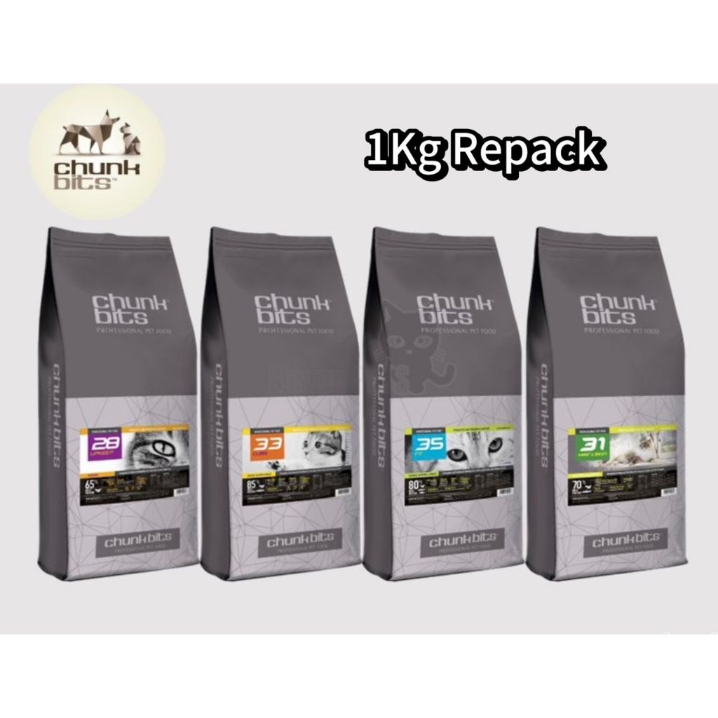 Chunkbits (Repack) Cat Food 1kg Makanan Kucing Adult Kitten Chunk Bits ...