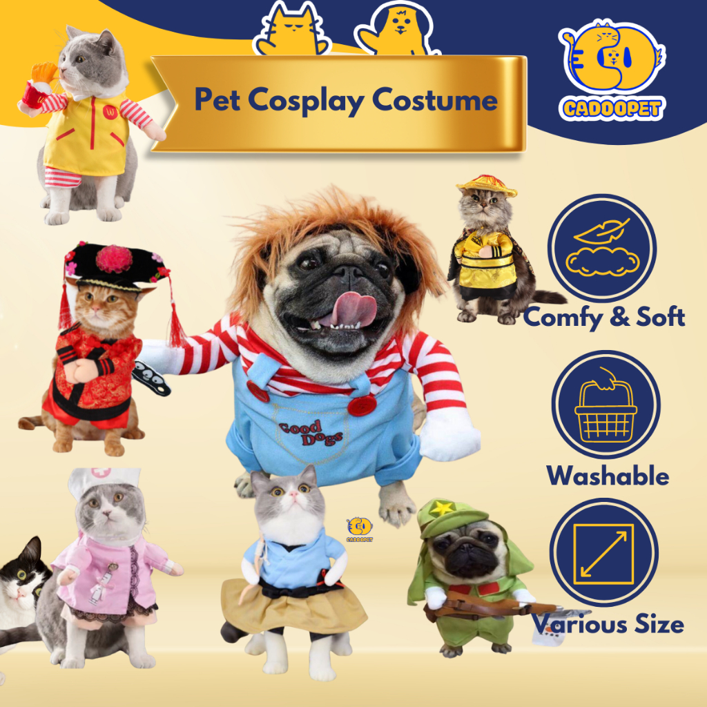 Funny Pet Cosplay Costume for Dog and Cat Shirt Comical Outfit Costume ...