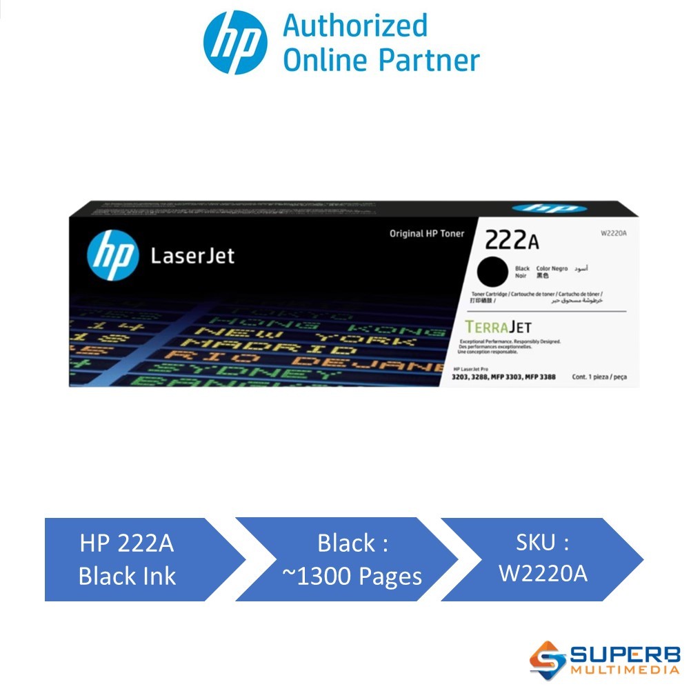 HP 222A Original LaserJet Toner Cartridge [ W2220A/W2221A/W2222A/W2223A ...
