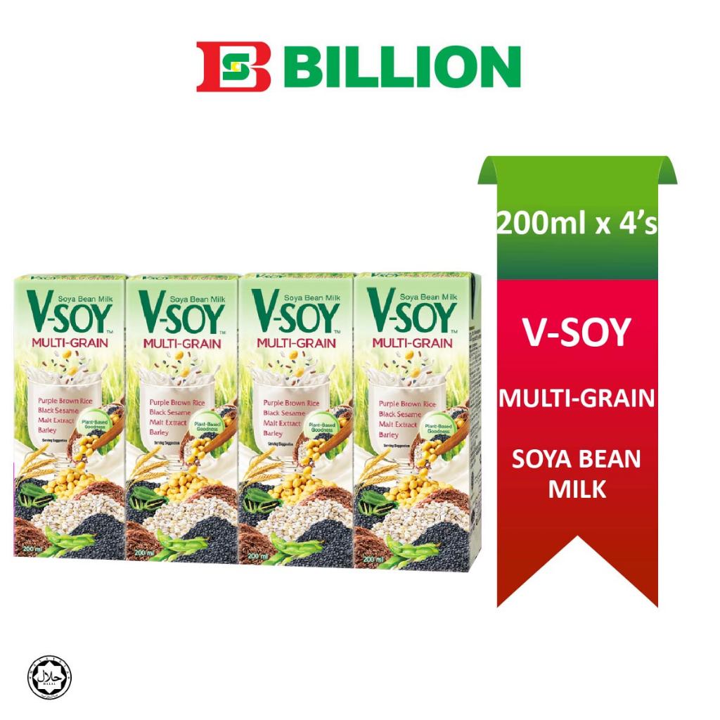 V-SOY Soya Bean Milk Multi-grain - 200ml x 4's ( EXP ** JAN 25 ...